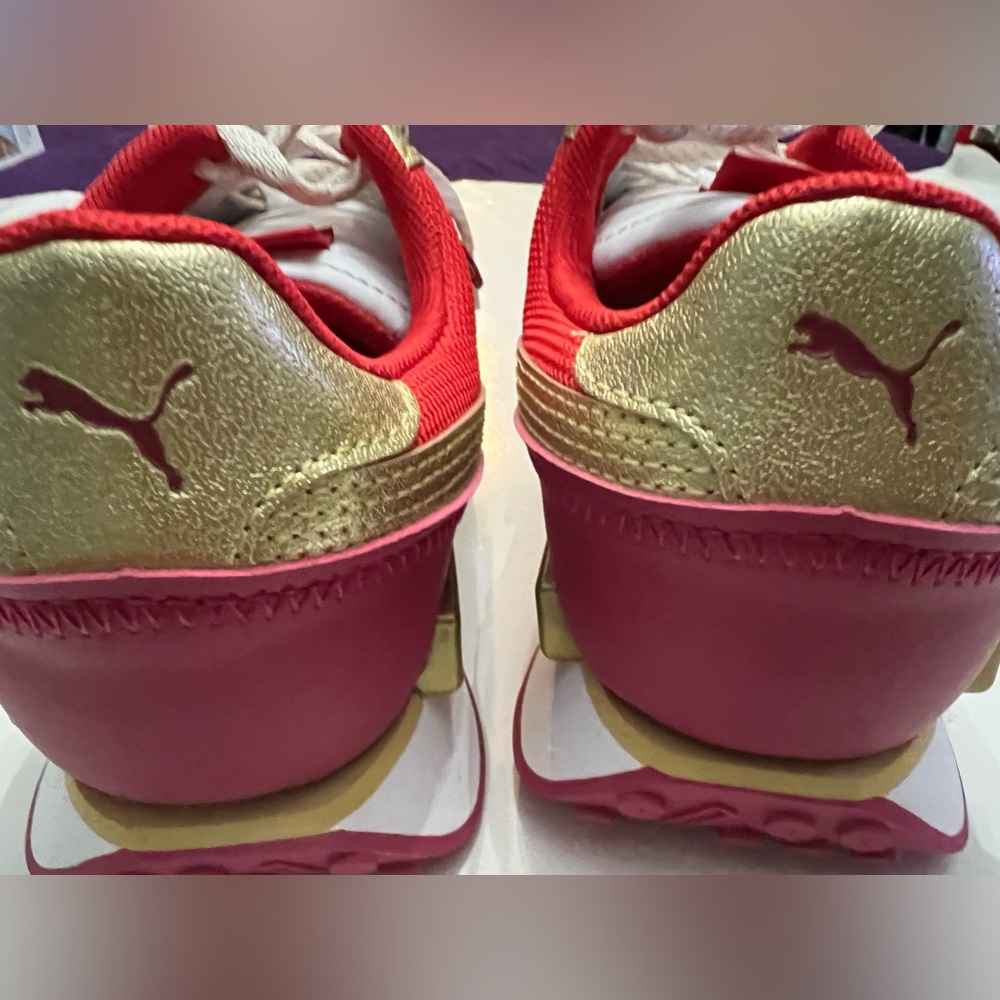 Puma Red, White, & Gold Sneakers - Gem